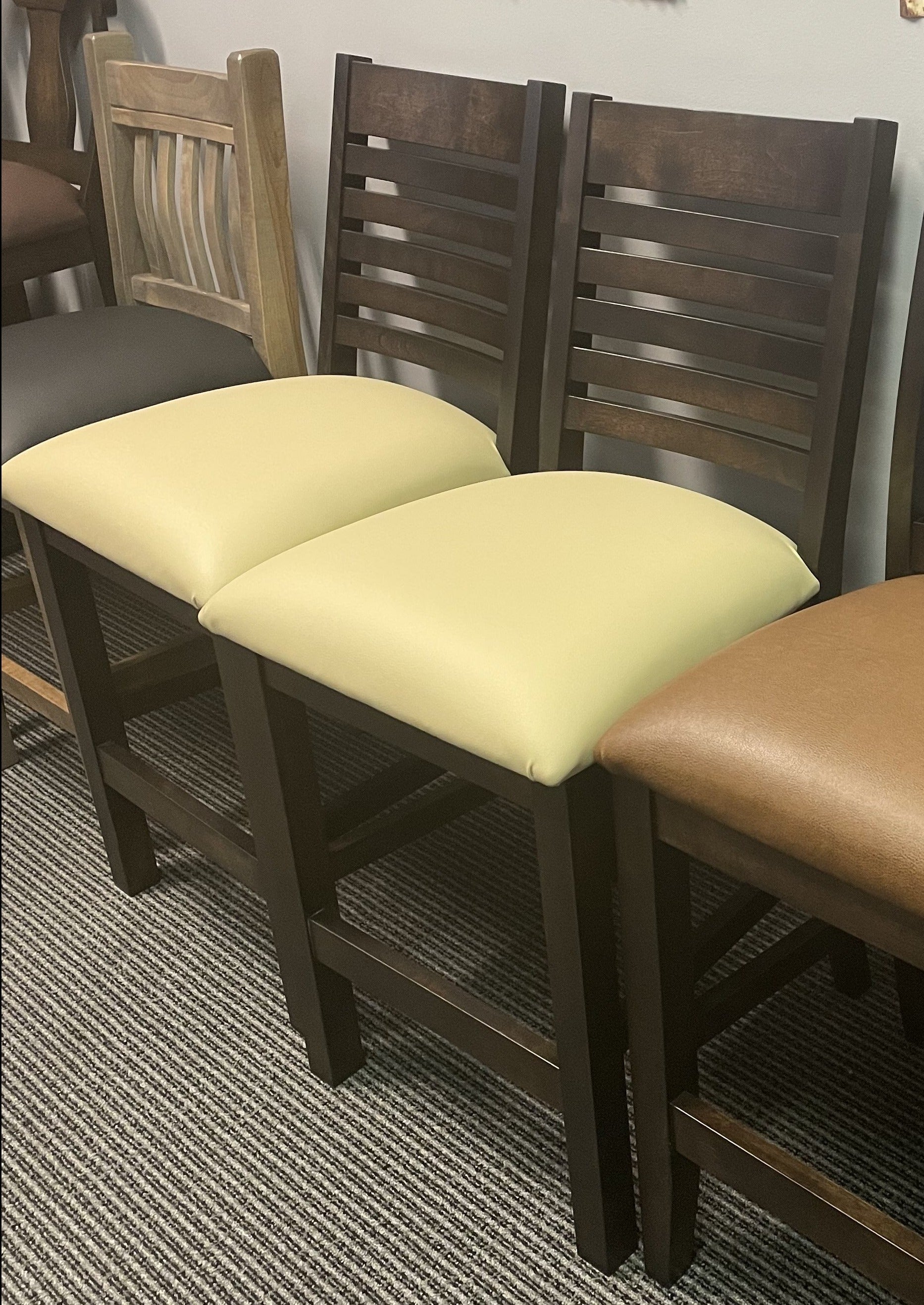 634B Smooth Birch Modern Slat Back 24" Stool with Upholstered Seat 2 A ...